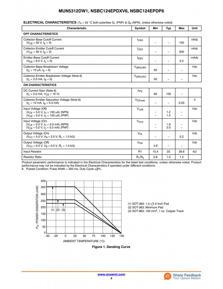 MUN5312DW1 datasheet page 4