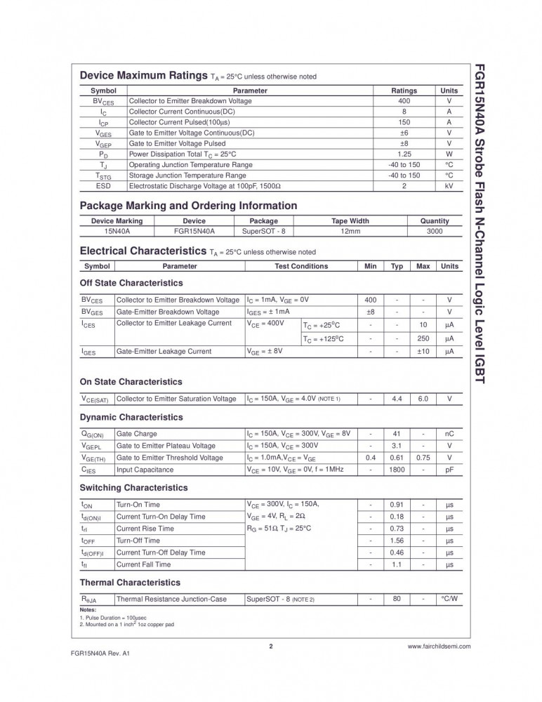 FGR15N40A datasheet page 2