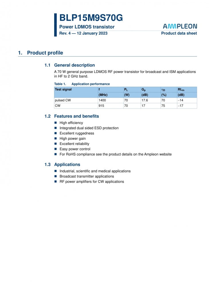 BLP15M9S70GZ datasheet page 1