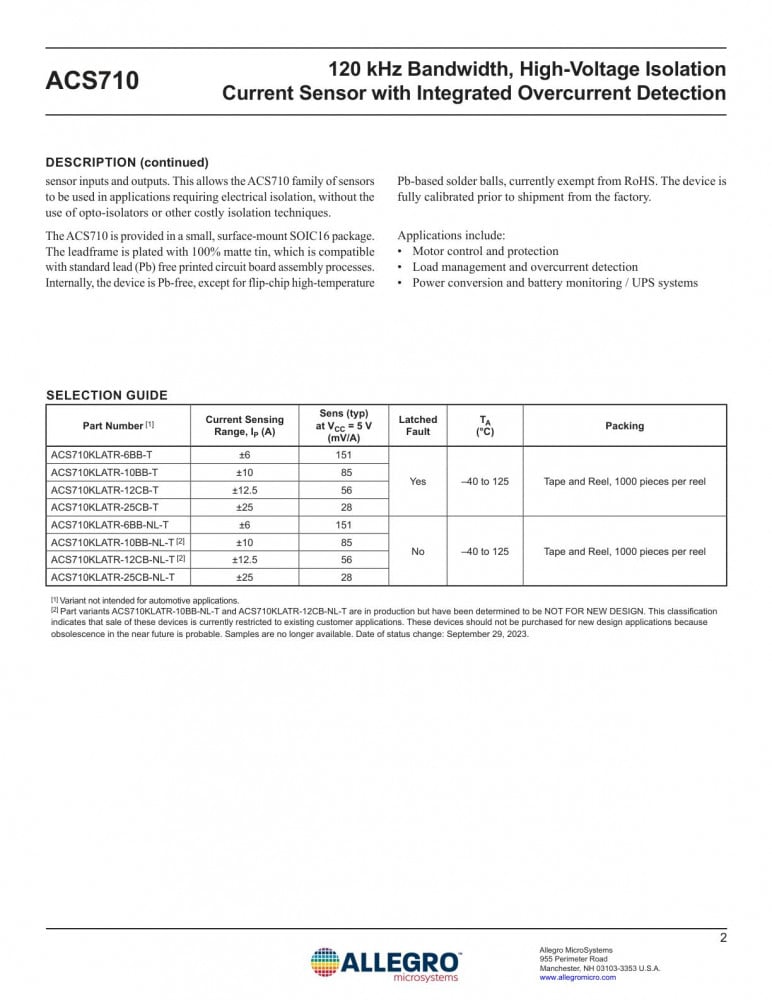 ACS710 datasheet page 2