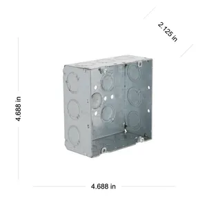 4-11/16 in. Square Box, Welded, 2-1/8 in. Deep with One 1/2 in. KO & Fifteen TKO's, Raised Ground for sale
