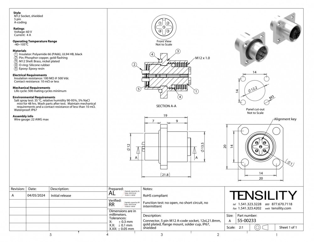 Tensility 55-00233 technical drawing preview