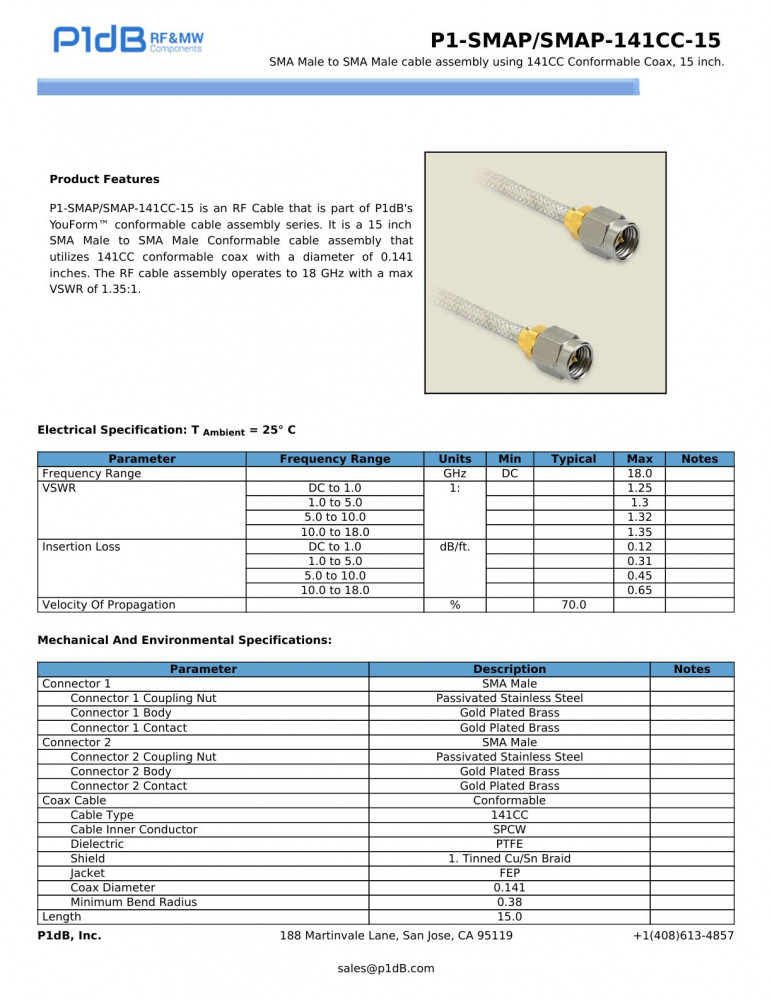 P1-SMAP/SMAP-141CC-15 product documentation image, page 1