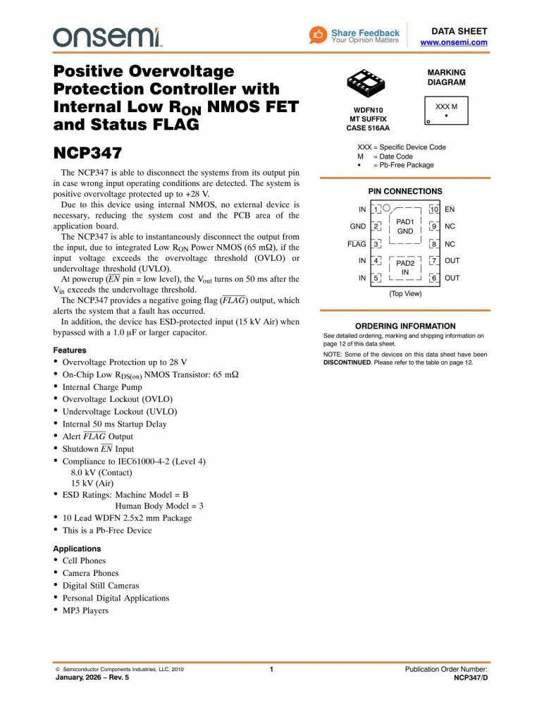 NCP347 datasheet page 1