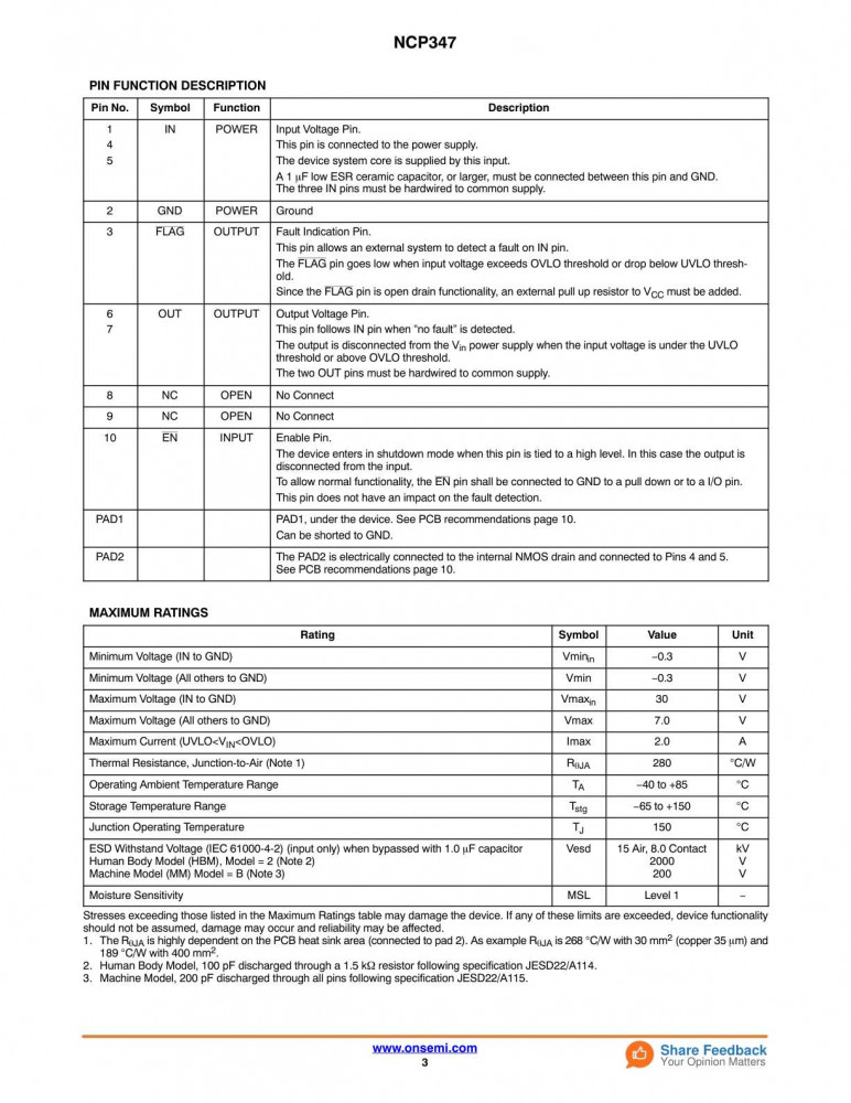 NCP347 datasheet page 3