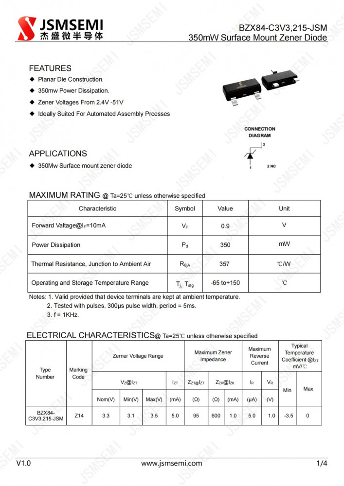 BZX84-C3V3,215-JSM datasheet page 1