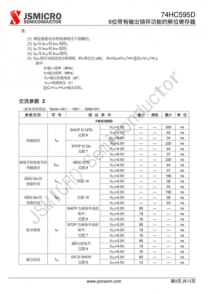 74HC595D datasheet page 9