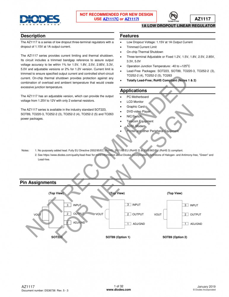 AZ1117 datasheet page 1