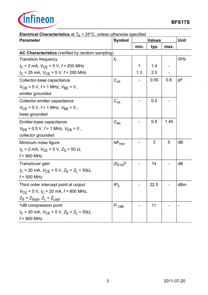 BFS17SH6327 datasheet page 3