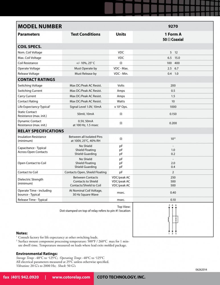 COTO 9270 series datasheet page 2