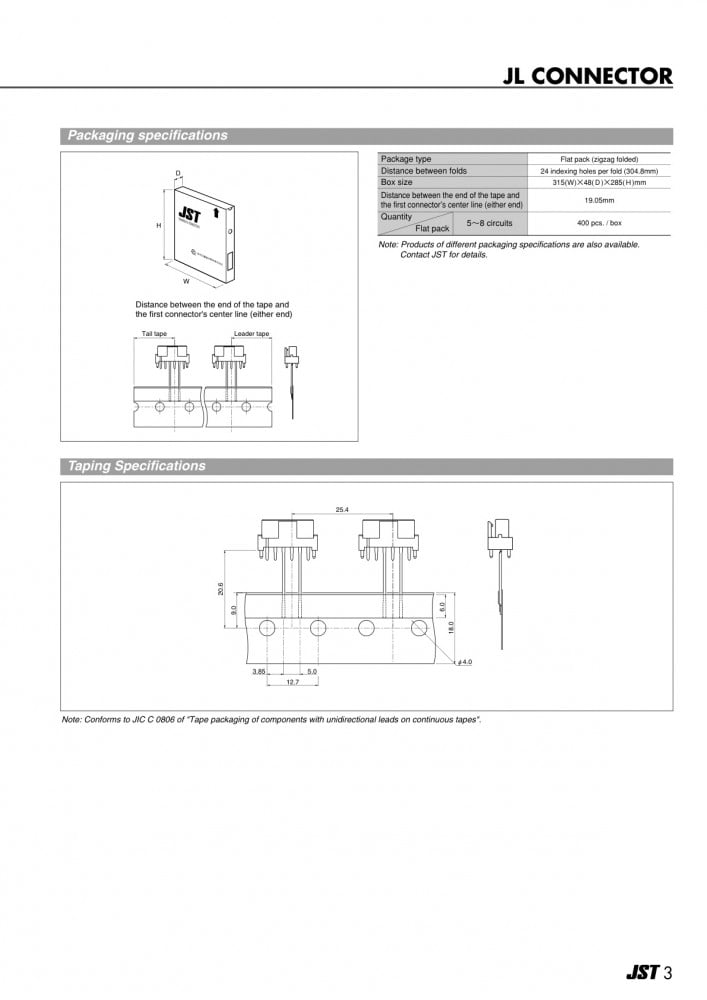 JST JL connector specification page 3