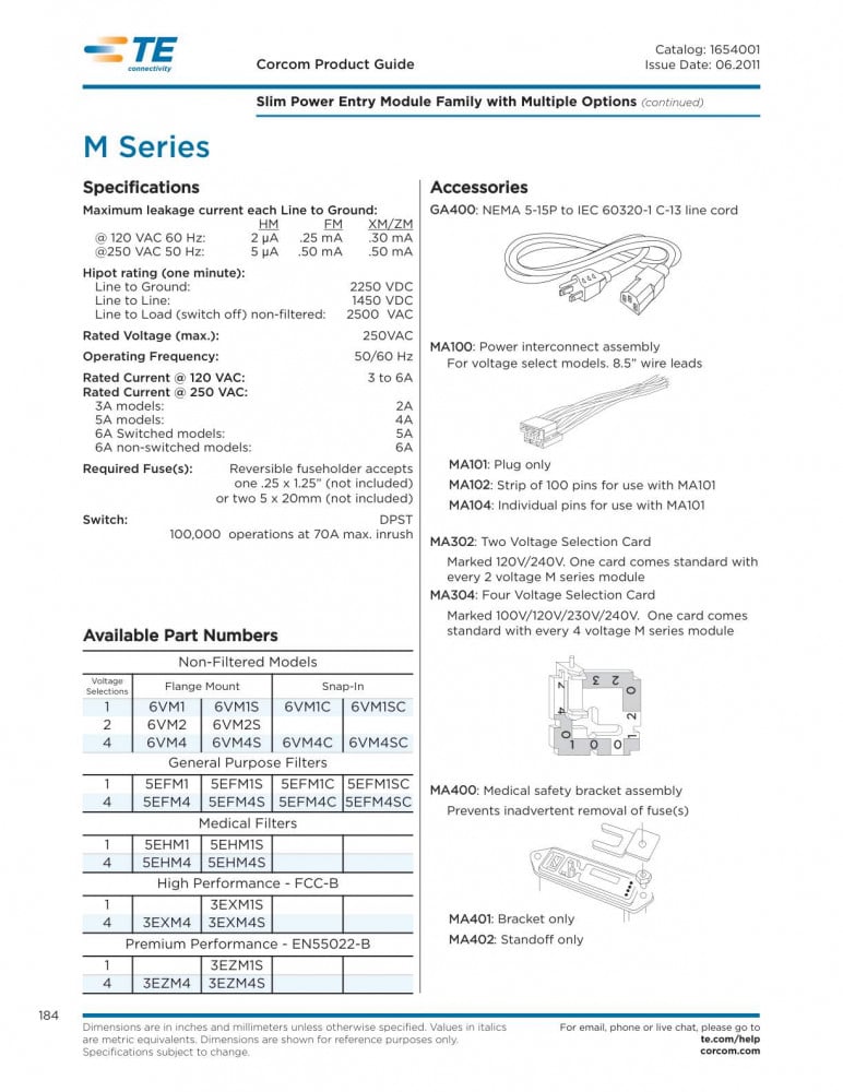 TE Connectivity M Series datasheet page 2