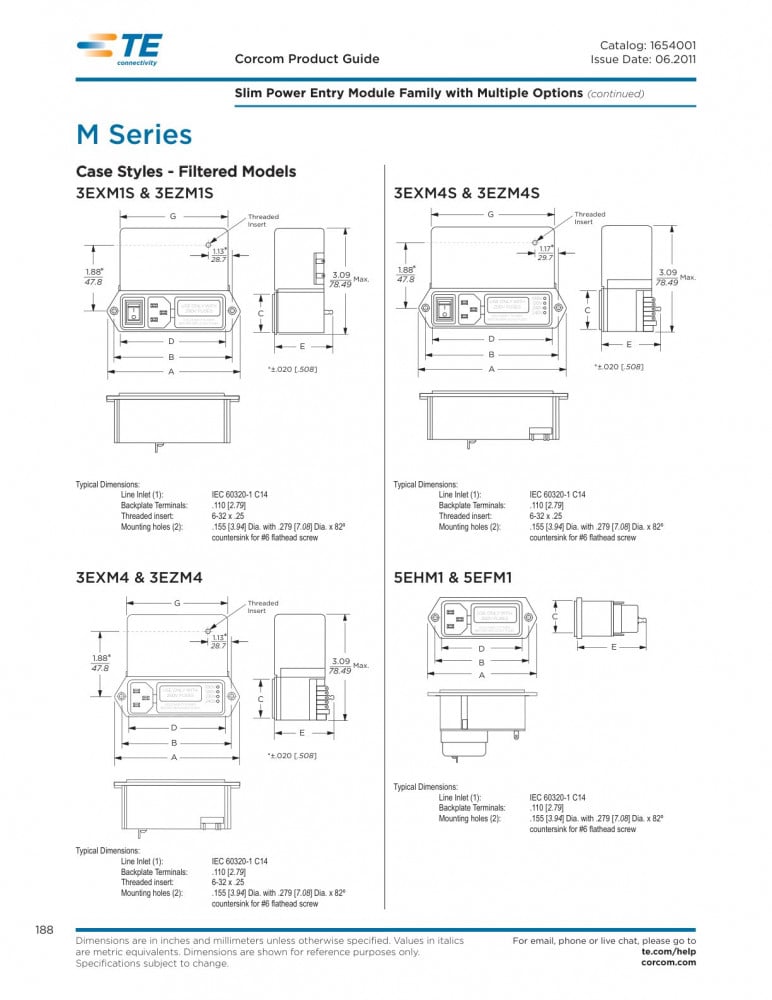 TE Connectivity M Series datasheet page 6