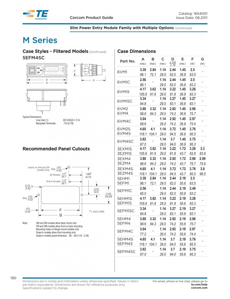 TE Connectivity M Series datasheet page 8