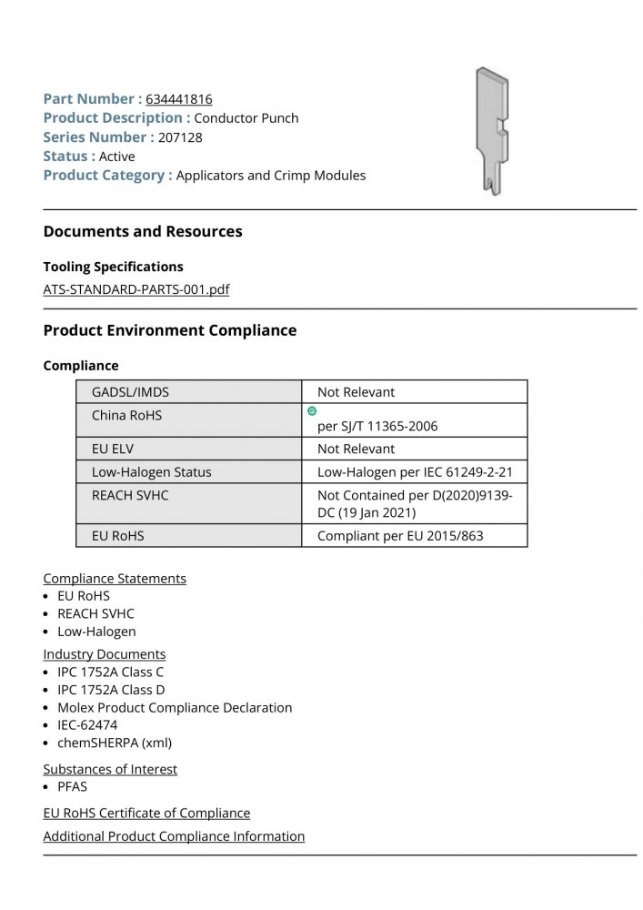 Molex tooling document preview, page 1