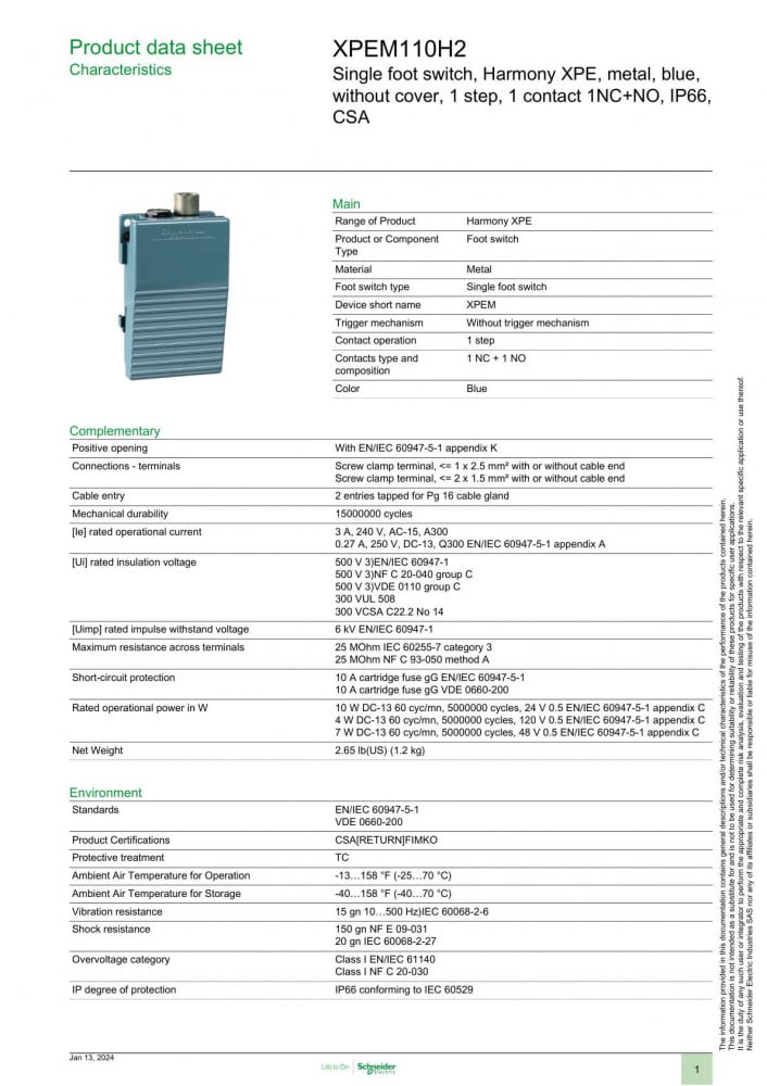 XPEM110H2 technical document page 1