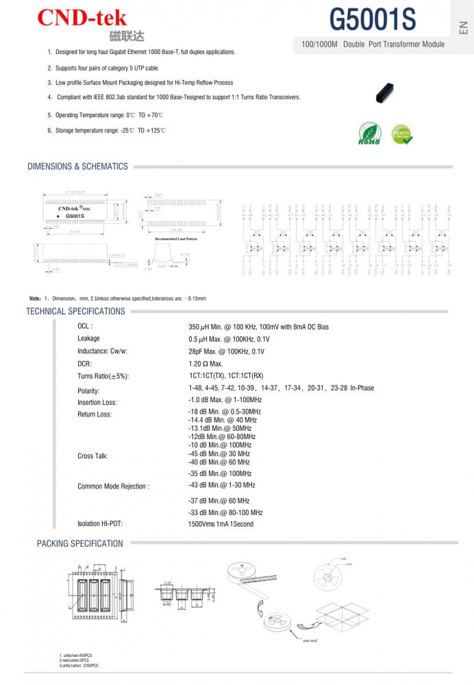CND-tek G5001S datasheet page