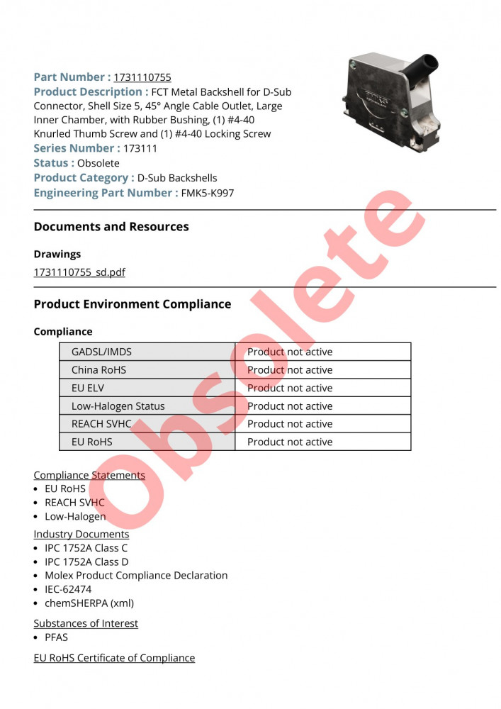 MOLEX 1731110755 product document page 1