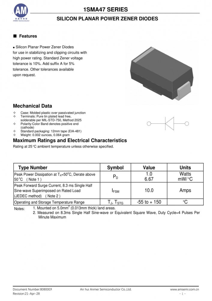 1SMA4734 datasheet page 1