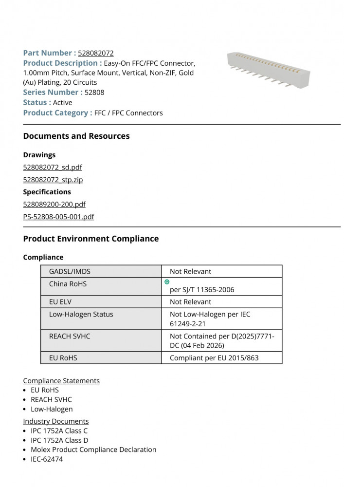 MOLEX 528082072 technical document image 1