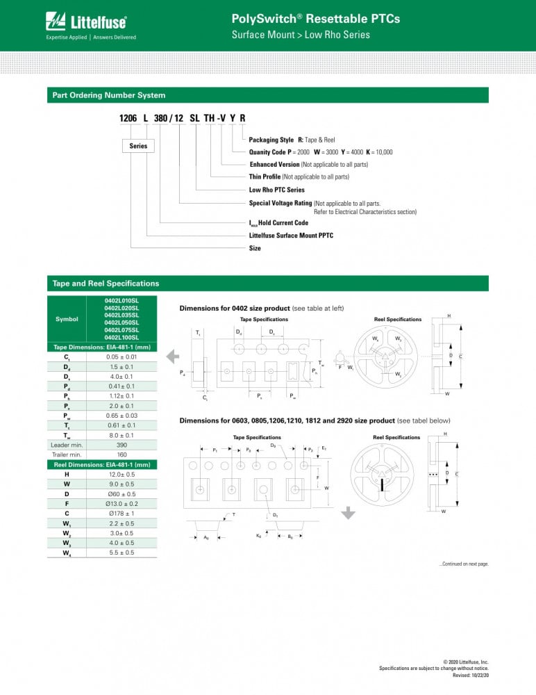 Littelfuse 1206L200SLYR datasheet page 7
