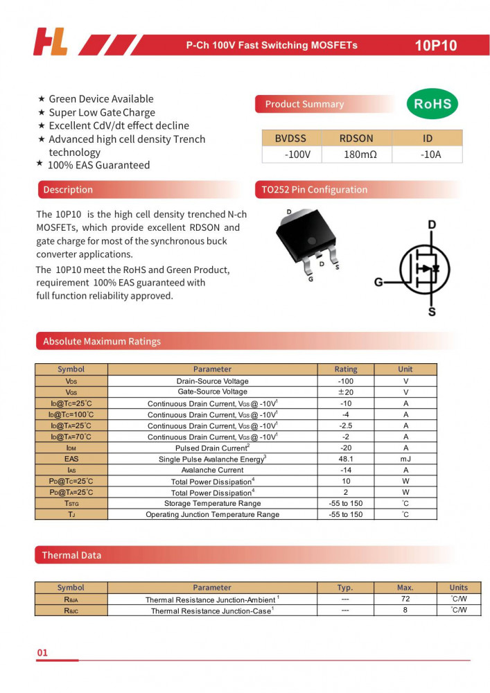 10P10 datasheet page 1