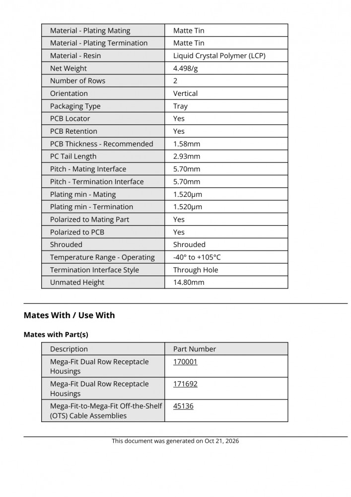 Technical document page 3 for MOLEX 768290108