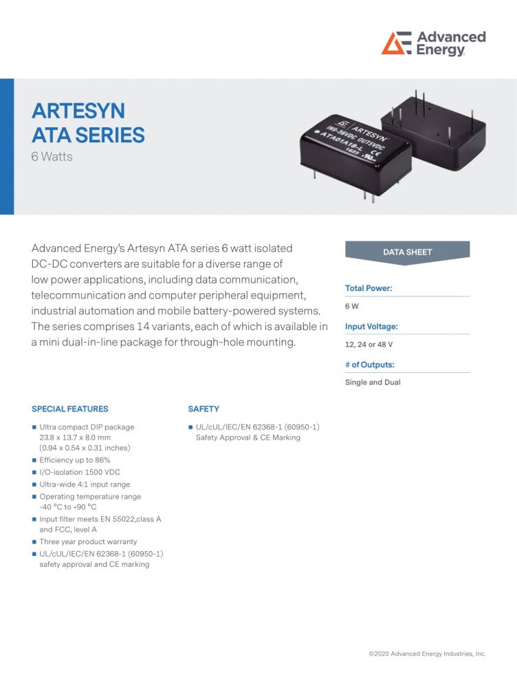 ATA series datasheet page 1