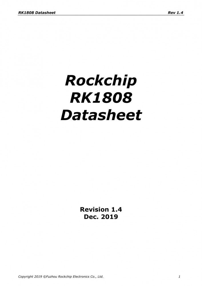 RK1808 datasheet page 1