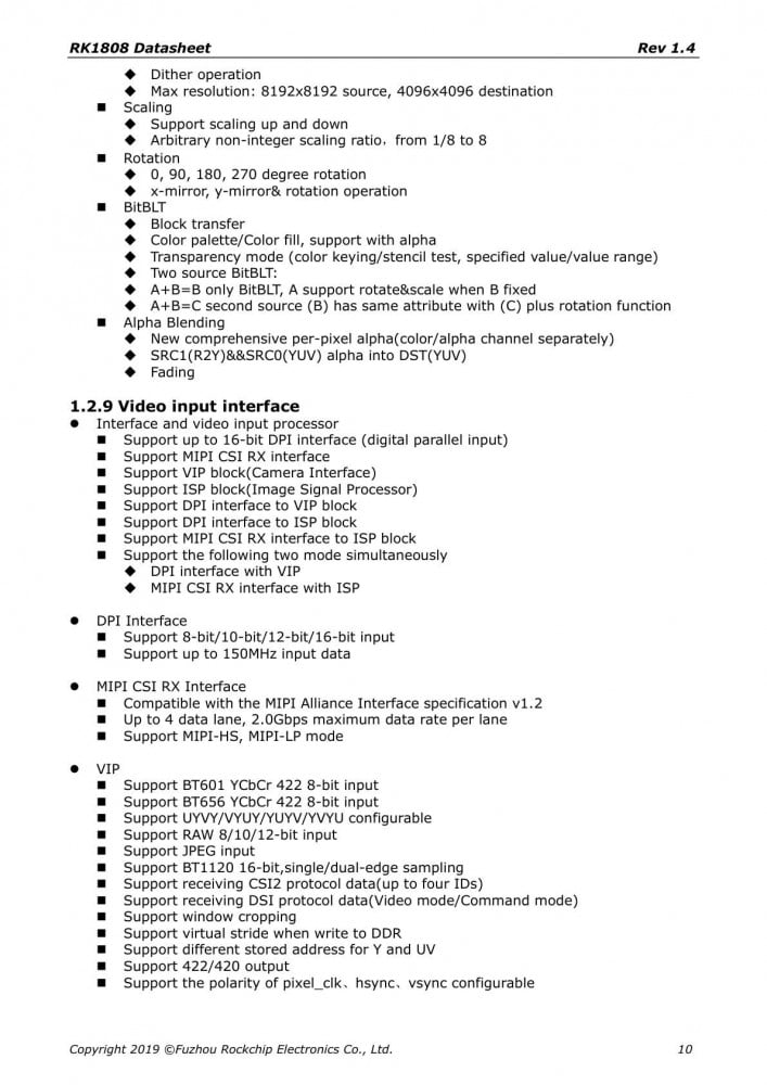 RK1808 datasheet page 10