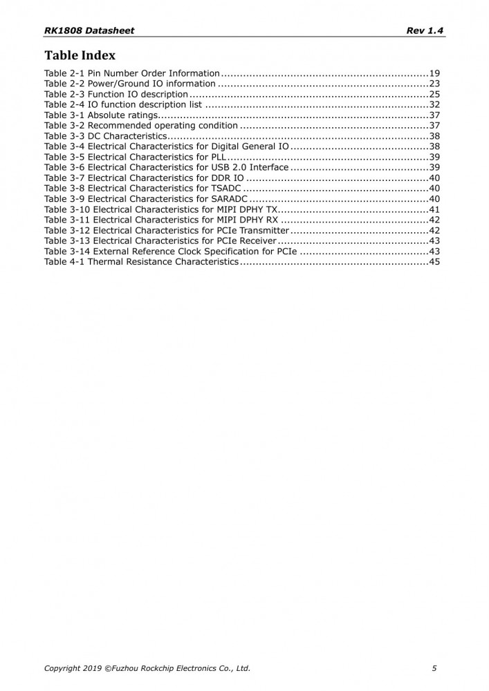 RK1808 datasheet page 5