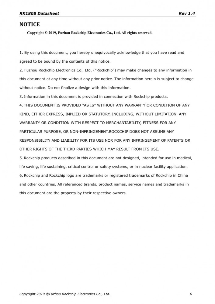 RK1808 datasheet page 6