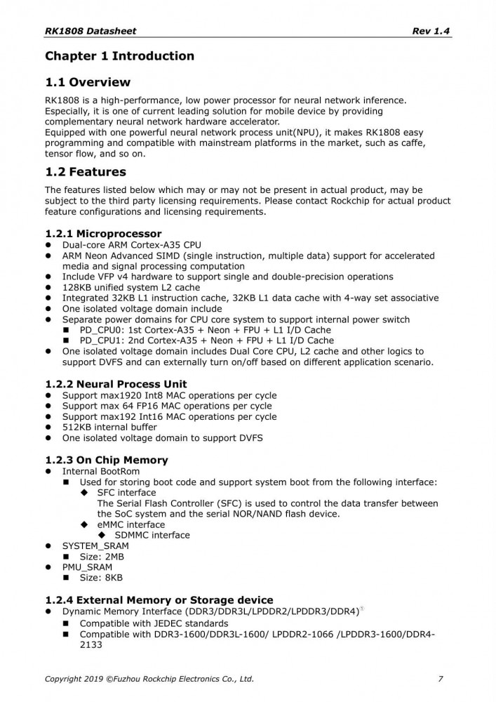 RK1808 datasheet page 7