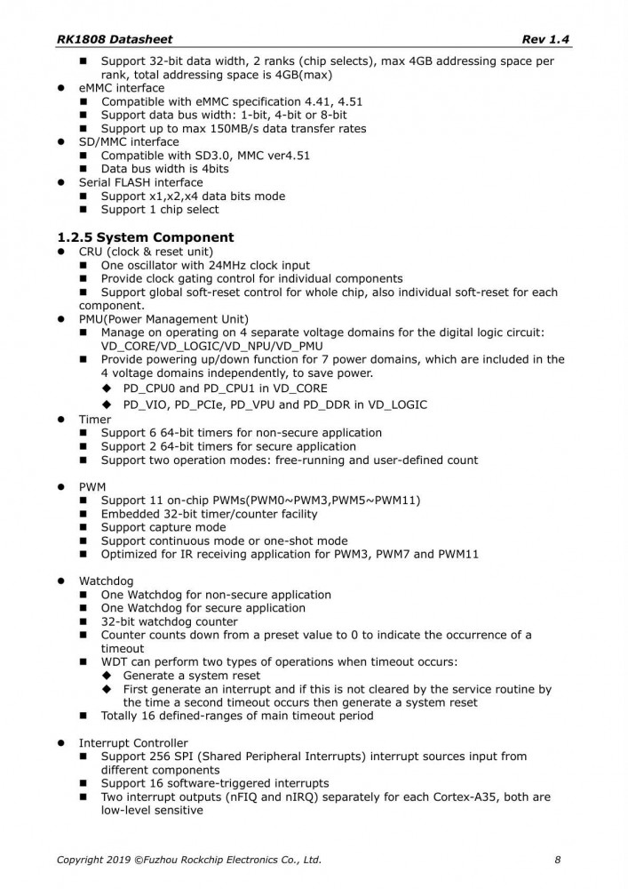 RK1808 datasheet page 8