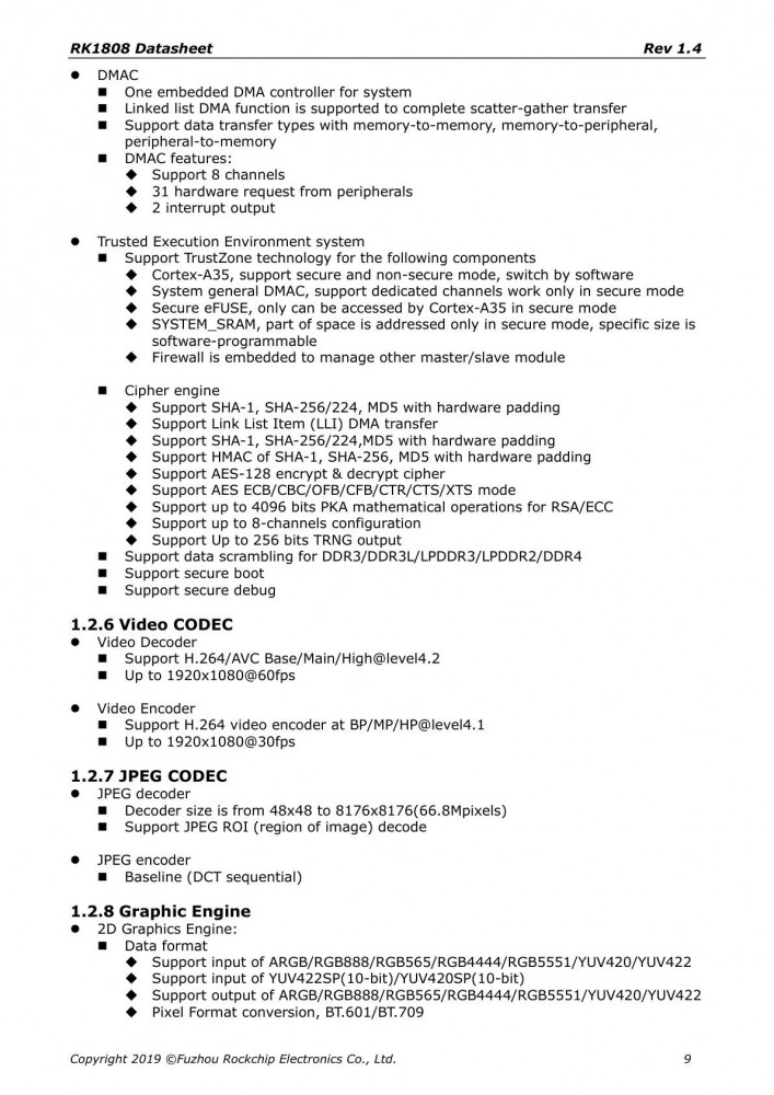 RK1808 datasheet page 9