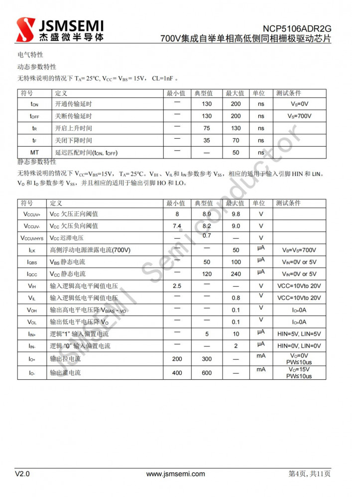 NCP5106ADR2G-JSM datasheet page 4