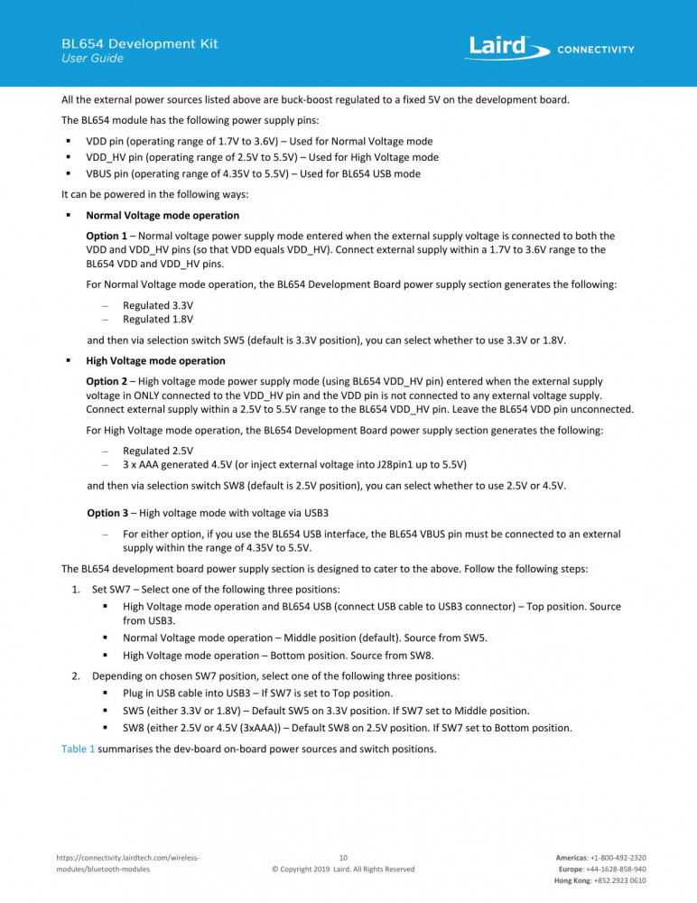 BL654 development kit document page 10