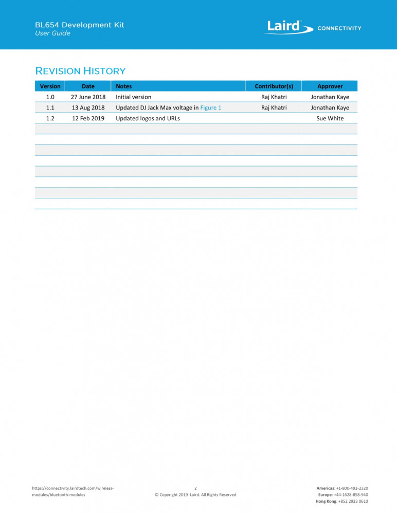 BL654 development kit document page 2