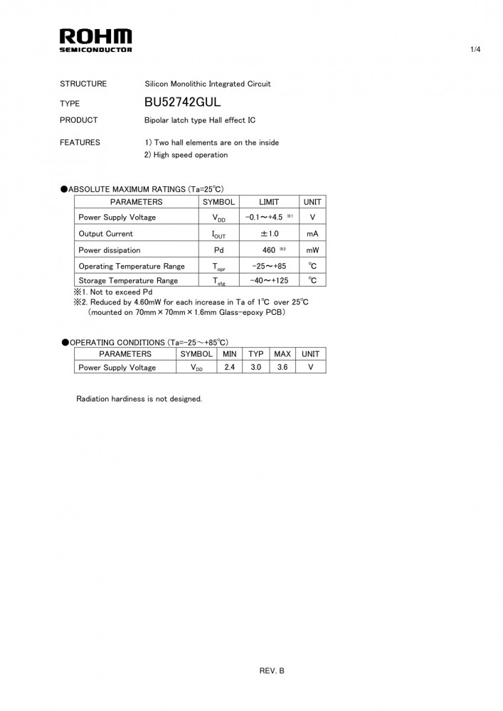 BU52742GUL-E2 datasheet page 1