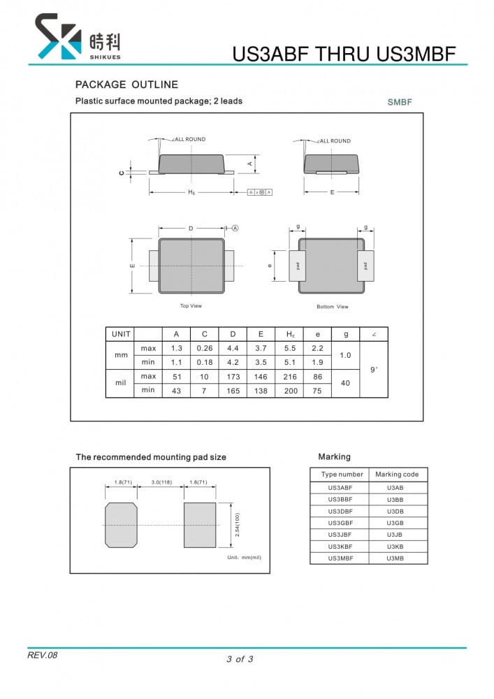 US3MBF datasheet page 3