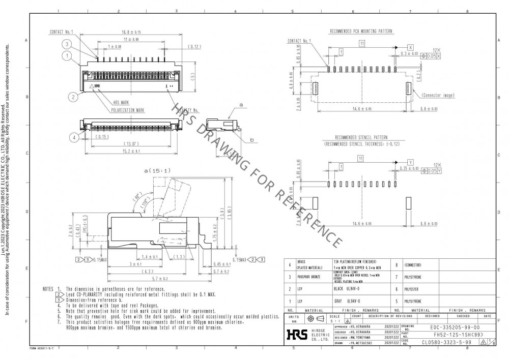 FH52-12S-1SH(99) technical document page 1