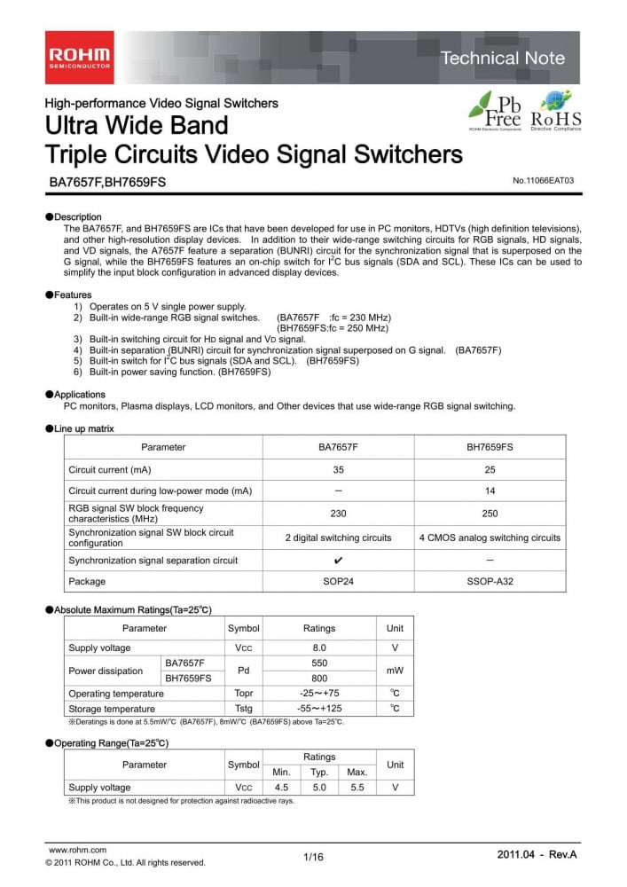 BA7657F-E2 datasheet page 1