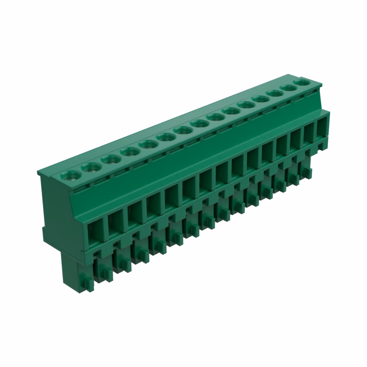 3.81mm Pitch Eurostyle Vertical Plug, with Reverse Imprinting, Front Wire Entry, Green Housing, Gold (Au) Plated, 15 Circuits for sale