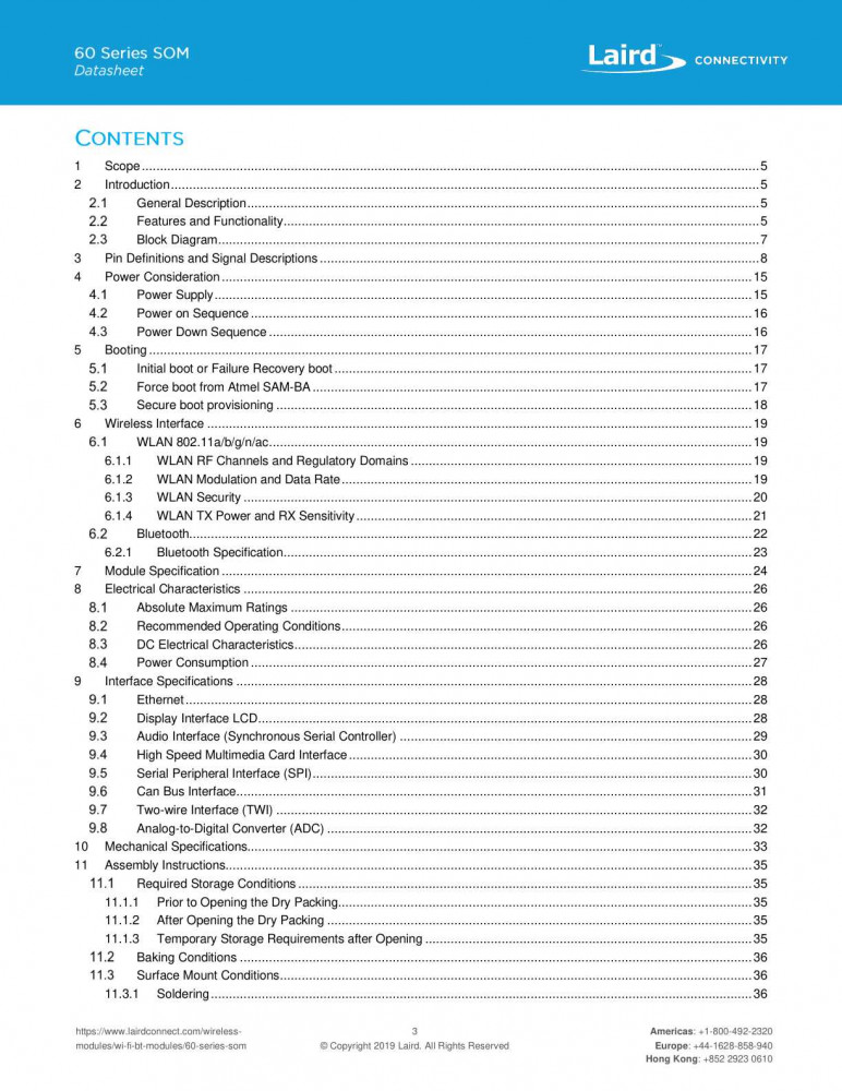 Laird 60 Series SOM datasheet page 3