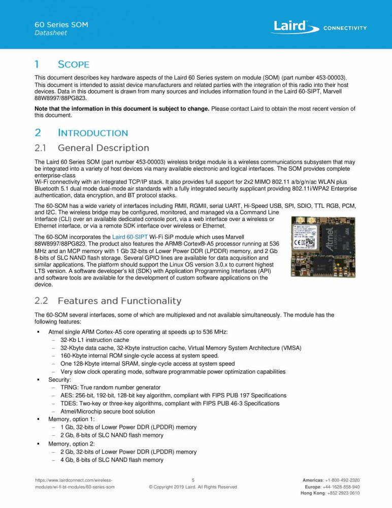 Laird 60 Series SOM datasheet page 5