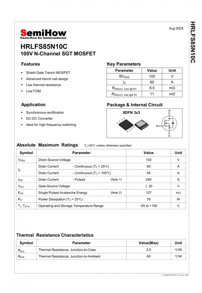 HRLFS85N10C datasheet page 1