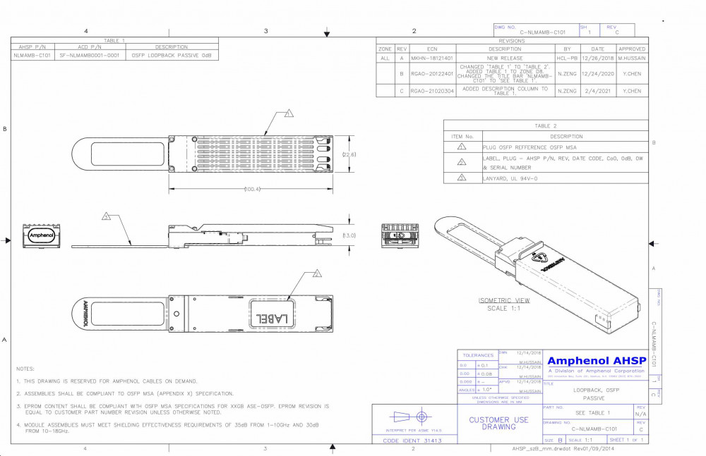 Amphenol SF-NLMAMB0001-0001 drawing preview