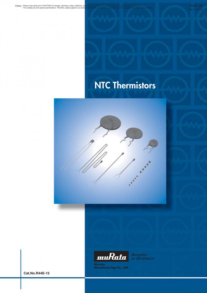 Murata NTC thermistor catalog page 1