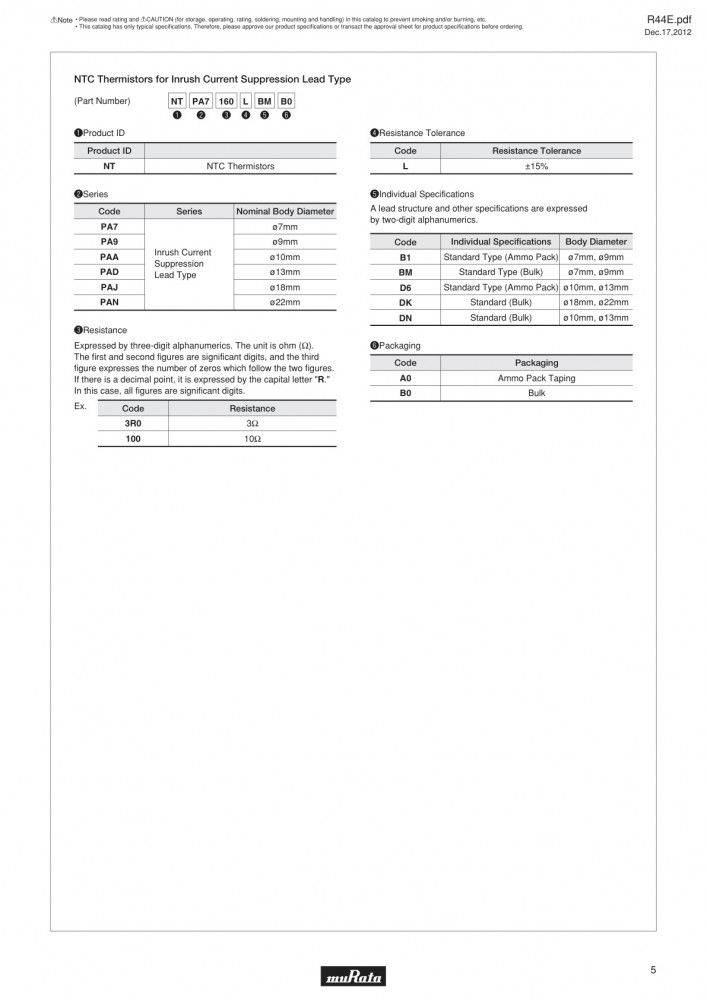 Murata NTC thermistor catalog page 7
