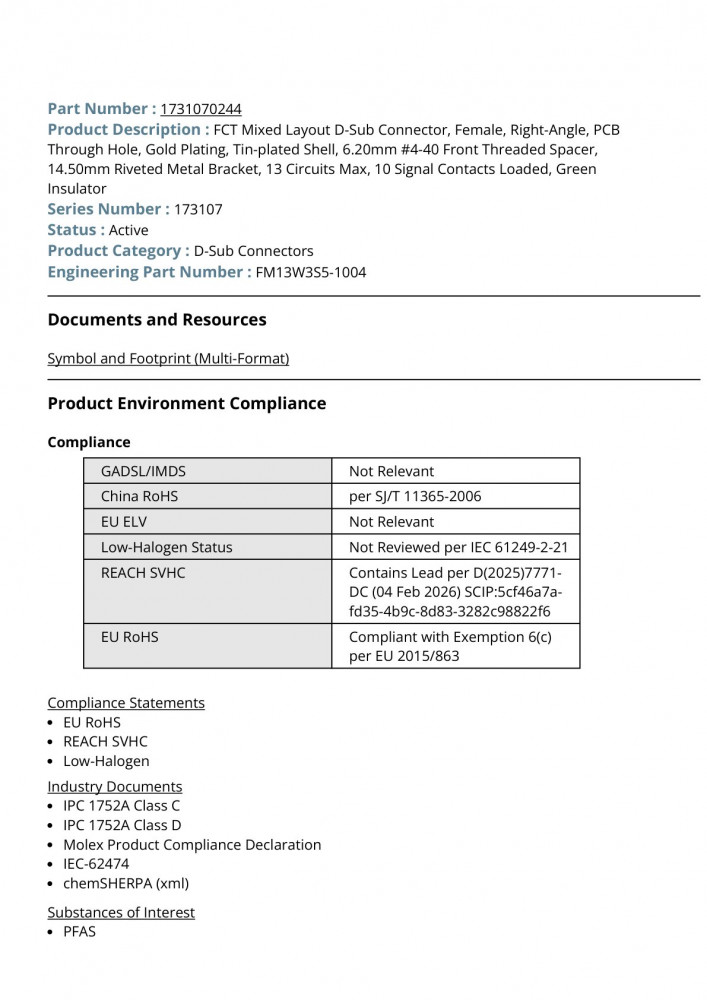 MOLEX 1731070244 technical document image 1